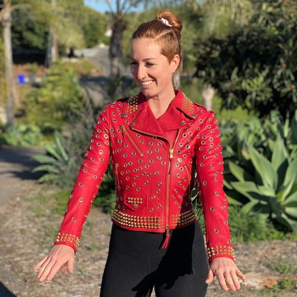 Moschino | Jackets & Coats | Moschino Vintage Red Leather Jacket | Poshmark